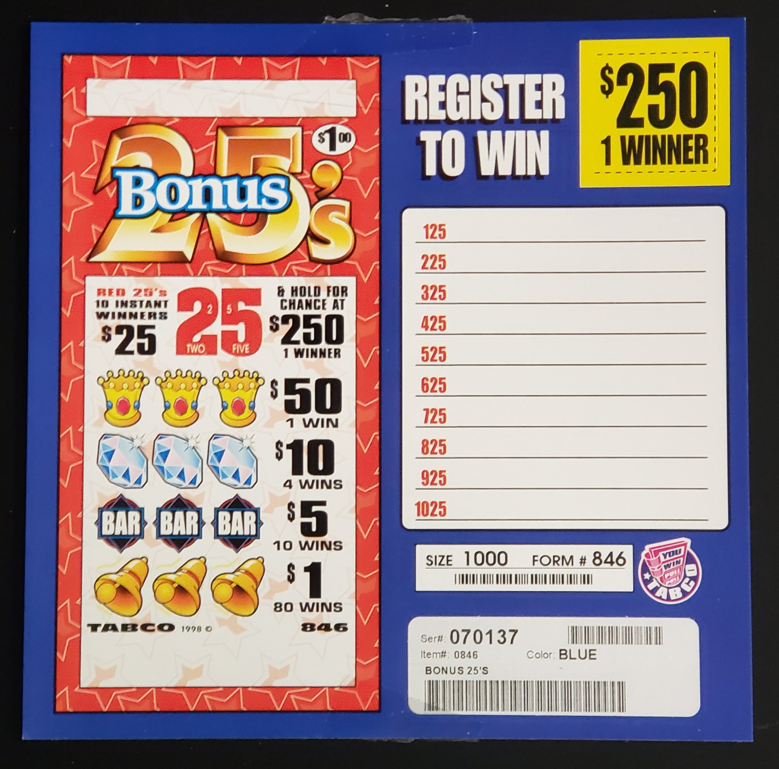 BONUS 25'S | PULL TABS DIRECT